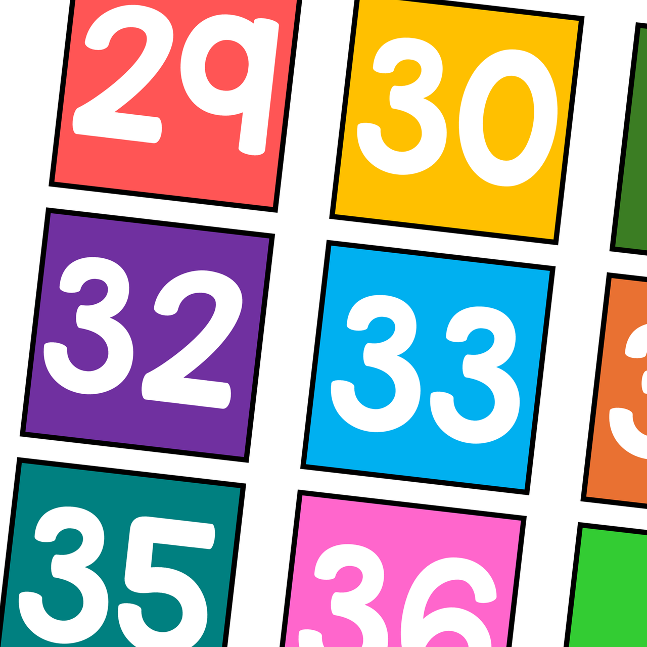 Printable Number Labels from 1 to 36. Editable Calendar Number Labels ...