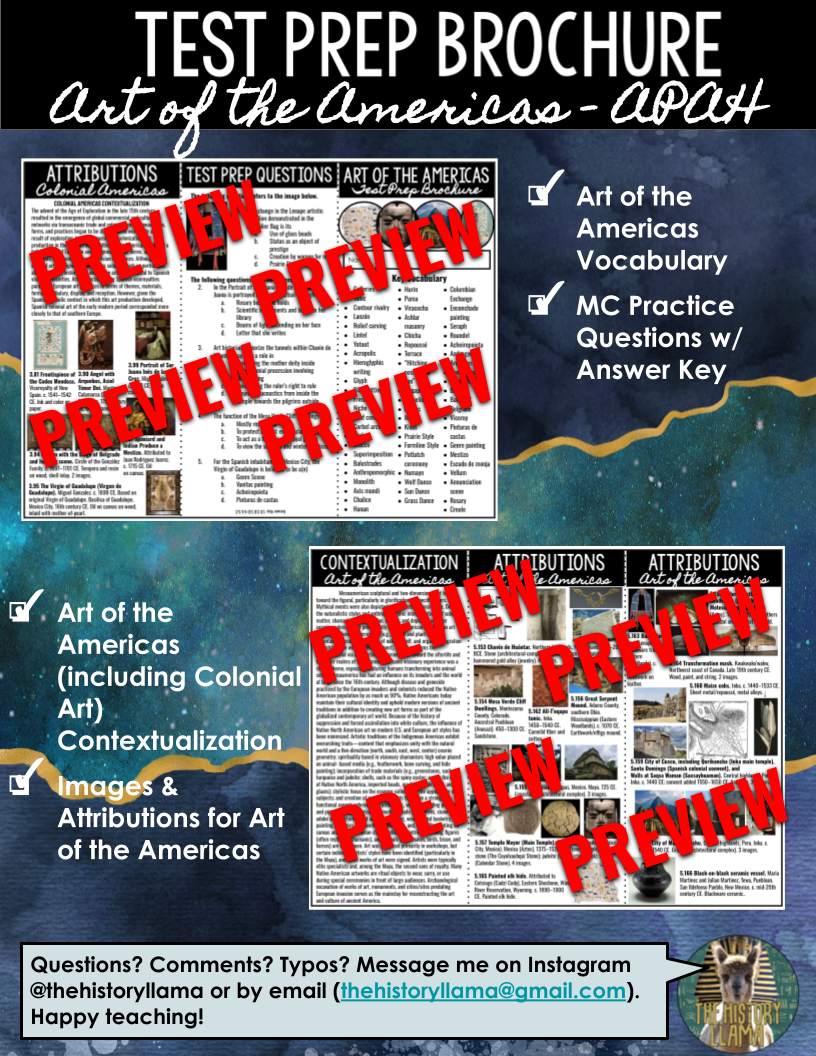 Art of the Americas (Indigenous & Colonial Art) Test Prep Brochure ...
