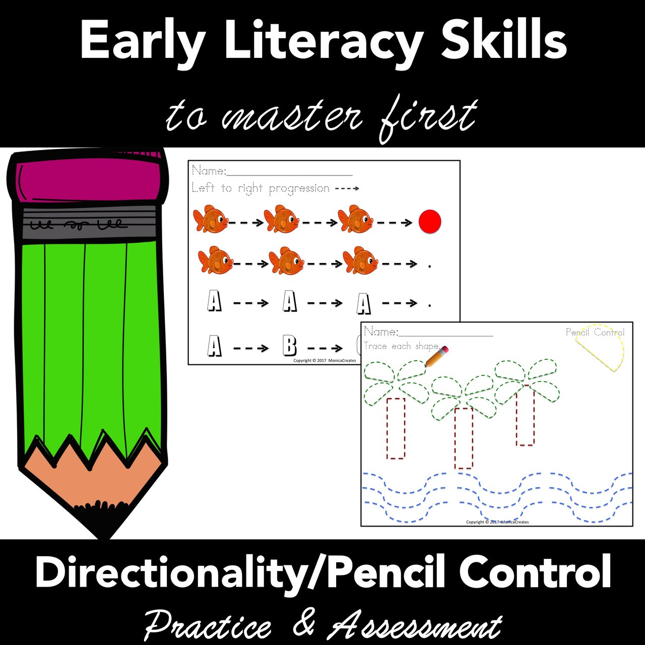 Directionality and Pencil Control Task Cards - Practice and Assessment ...