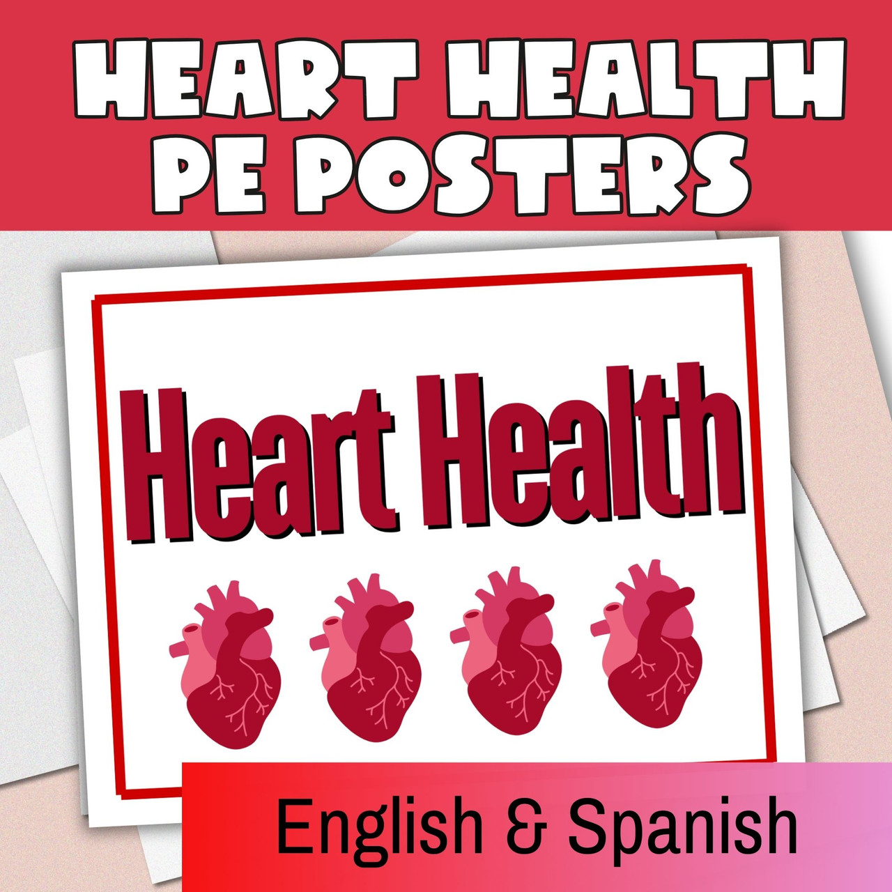 Heart Health Posters for PE | English and Spanish
