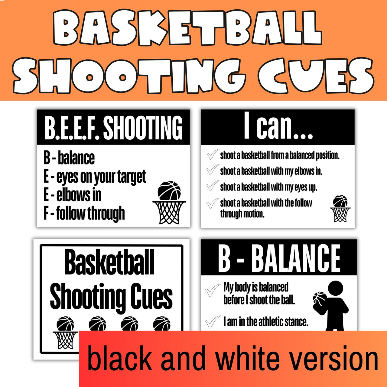 Basketball Shooting Cue Posters | English and Spanish