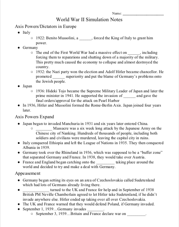 World War II/WW2 Simulation - Amped Up Learning