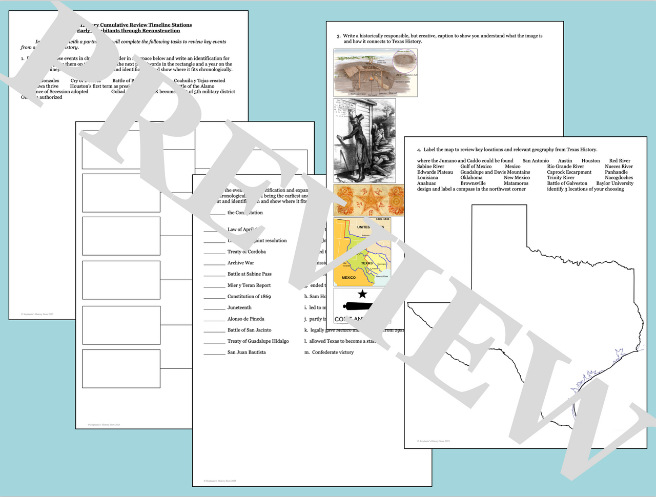 Texas History Cumulative Review Timeline Map Image Analysis Stations ...