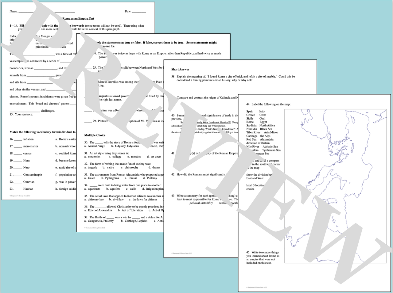 The Roman Empire Editable Test