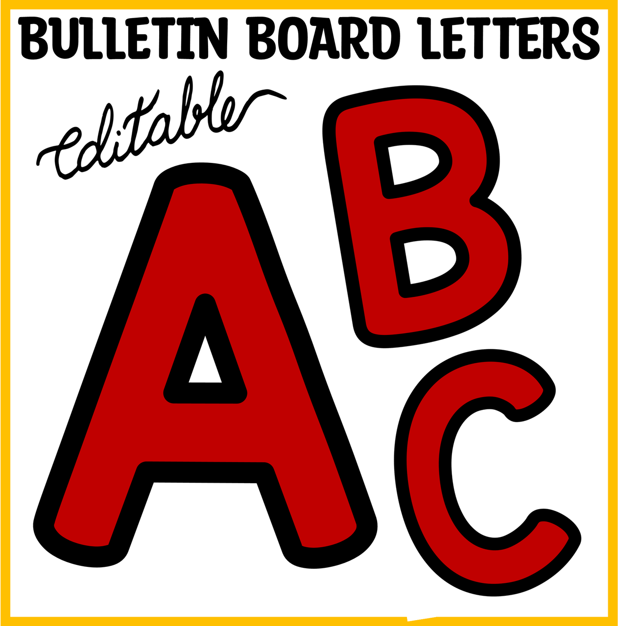 Printable Red Cute Bulletin Board Letters, Red Winter Large Alphabet ...