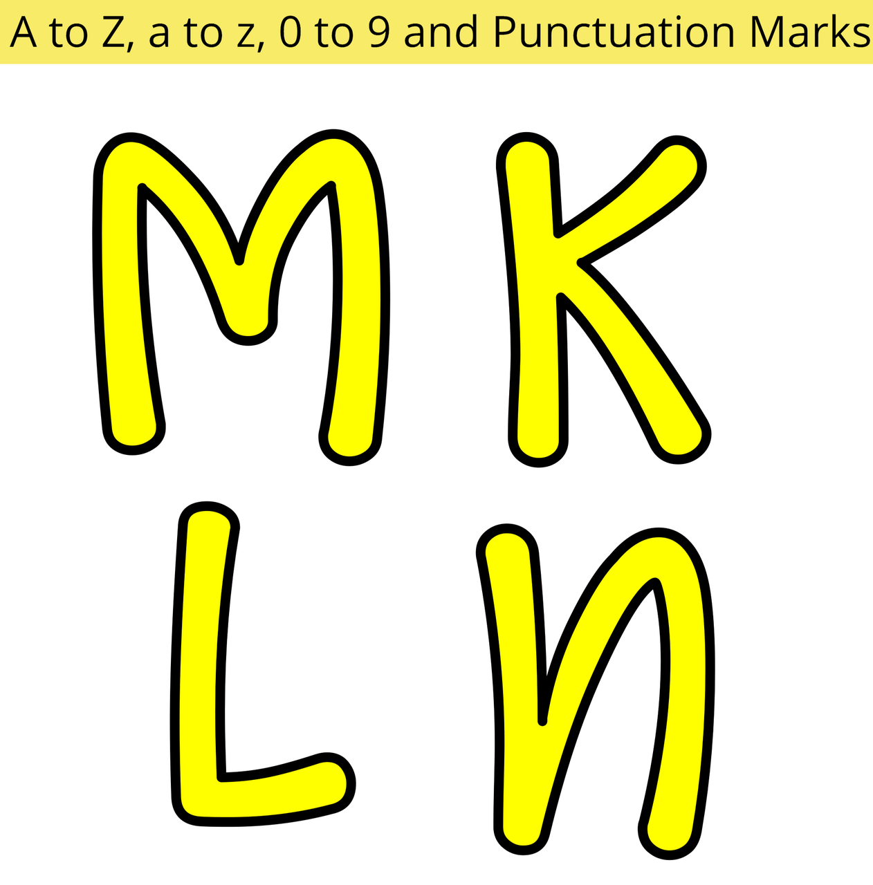 Printable Bright Yellow Color Bulletin Board Letters, Large Alphabet ...