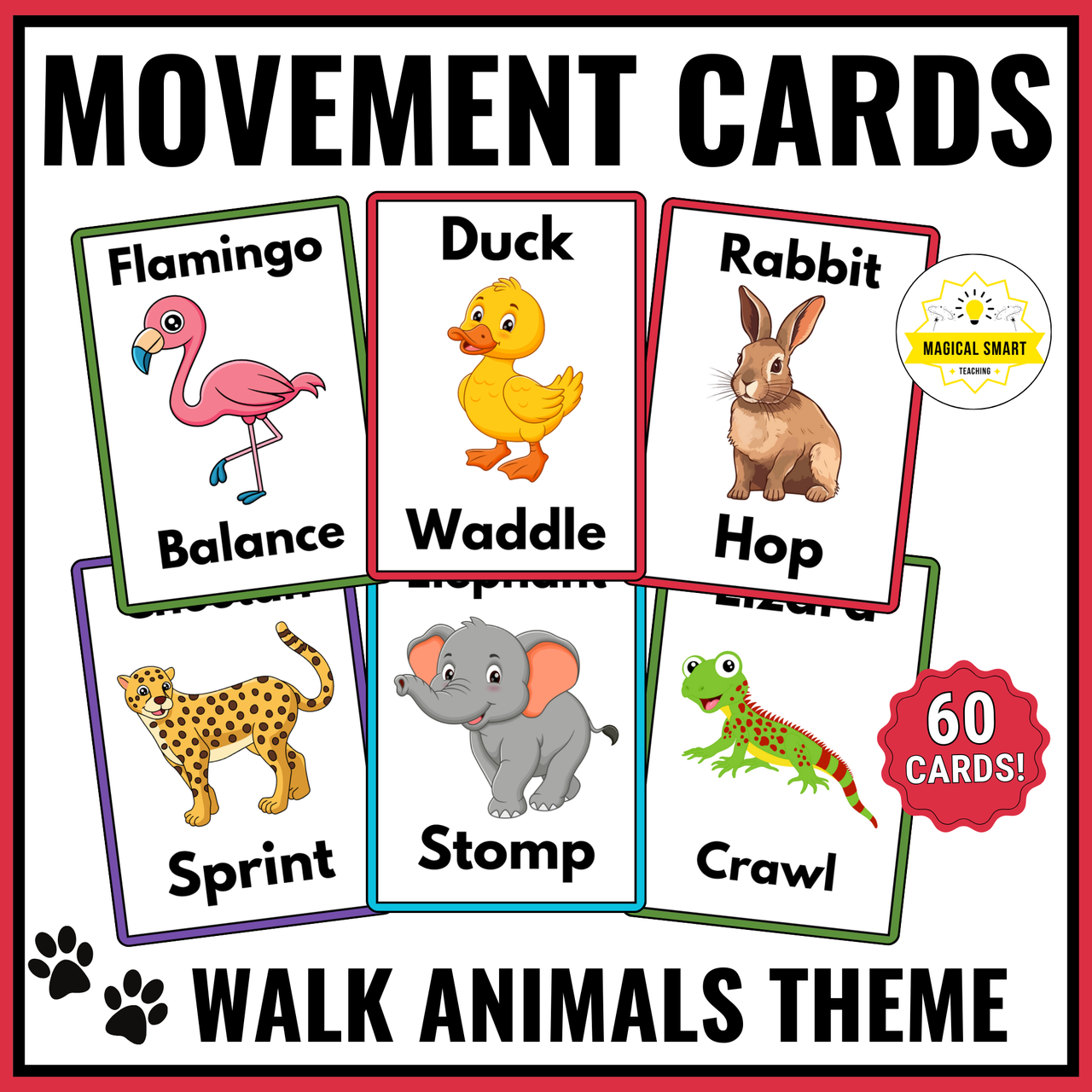 Animal Walks Movement Cards / Brain Break - Gross Motor Skill Activity