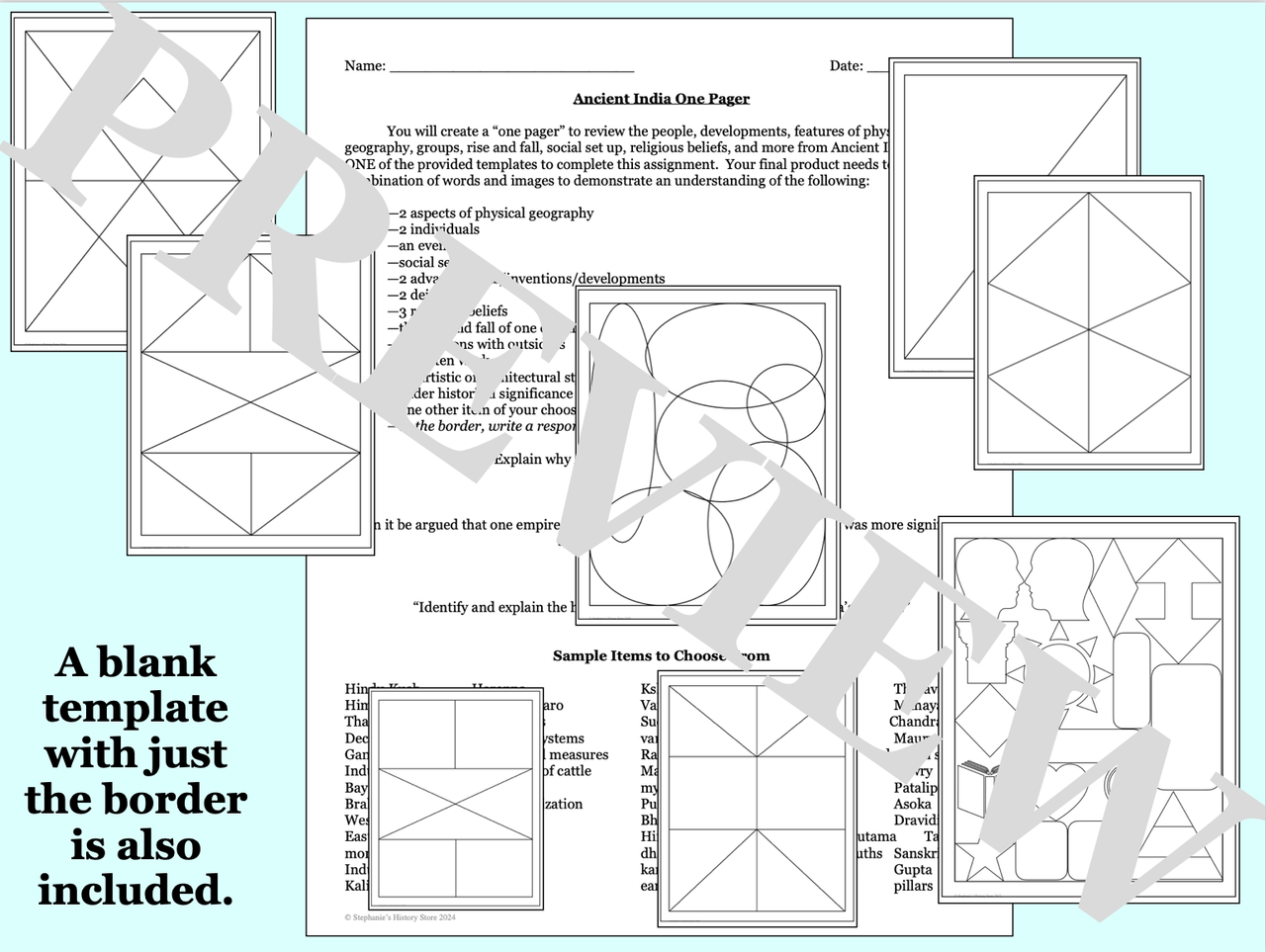Ancient India One Pager Review Activity