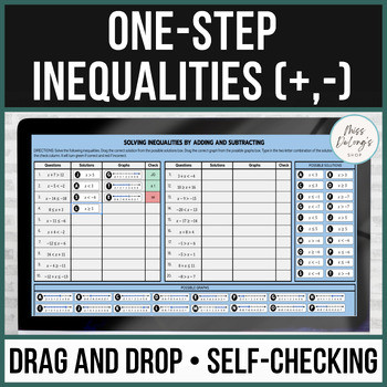 One Step Inequalities by Adding or Subtracting Self Checking Google Sheet