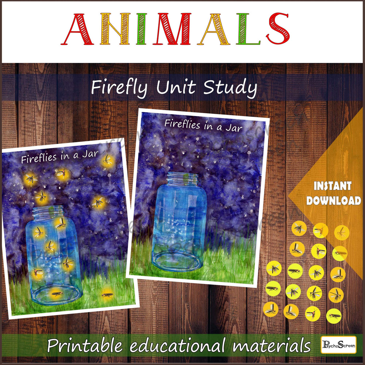 FIREFLY Unit Study: MEGA Printable fireflies set, Lighting bugs, insects