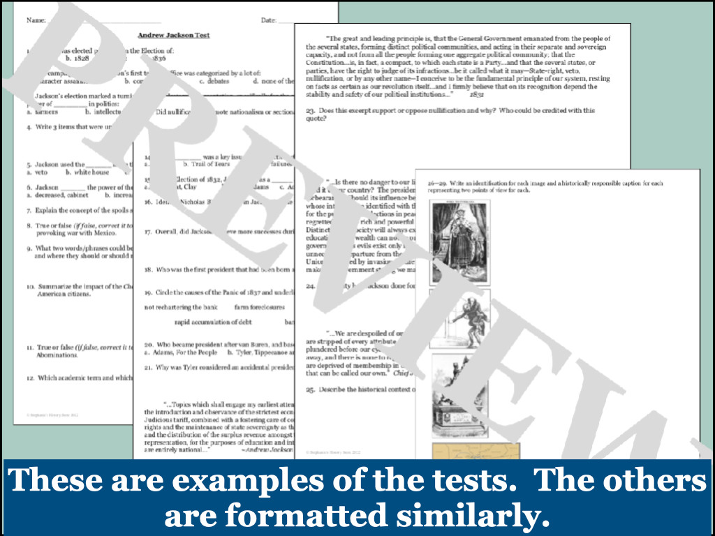 US History Tests Exploration through Reconstruction Bundle
