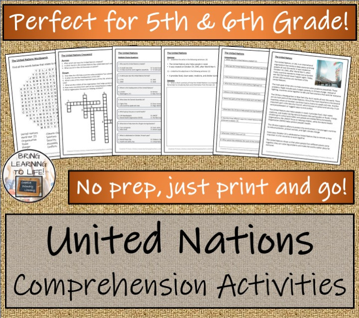 United Nations Close Reading Comprehension Activities | 5th & 6th Grade ...