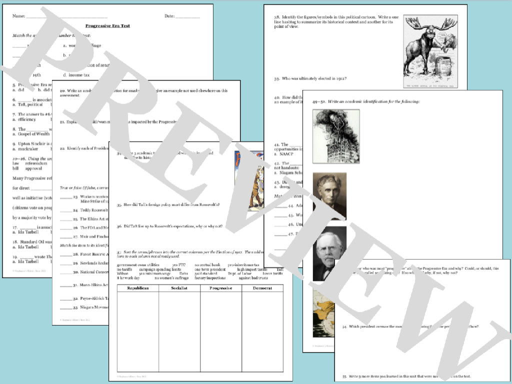 US History Tests Gilded Age through World War 2 Bundle