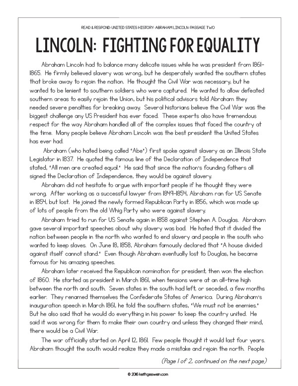 US History Paired Texts: George Washington and Abraham Lincoln - Amped ...