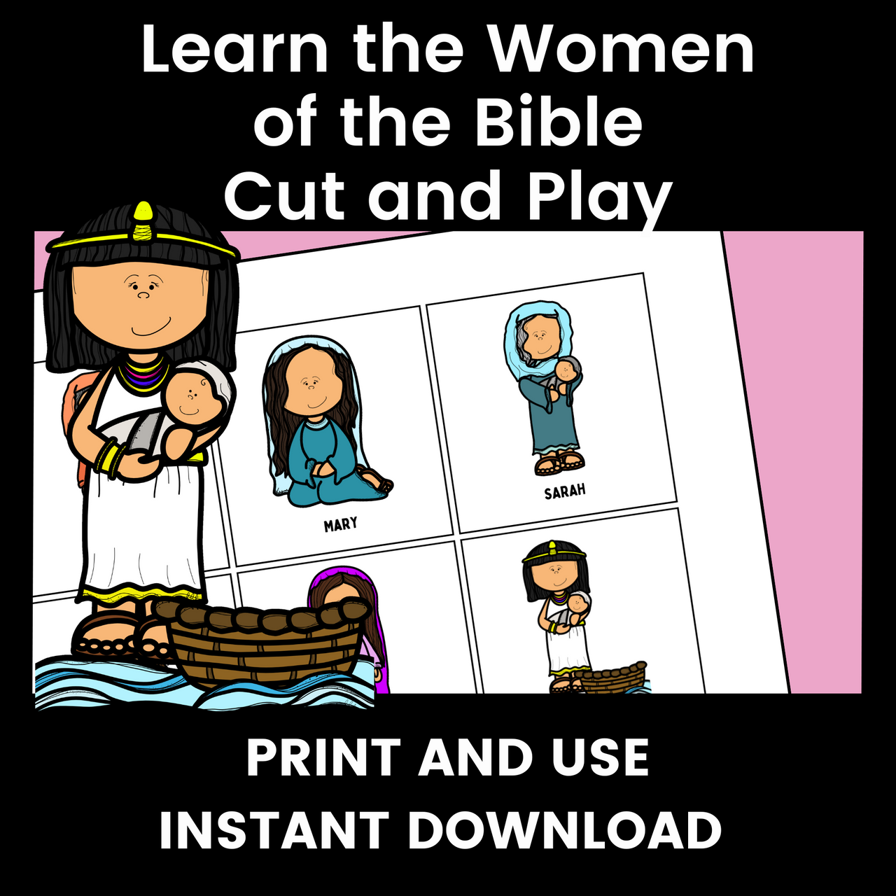 Women of the Bible Printable Memory Match Game about Heroes from Bible ...
