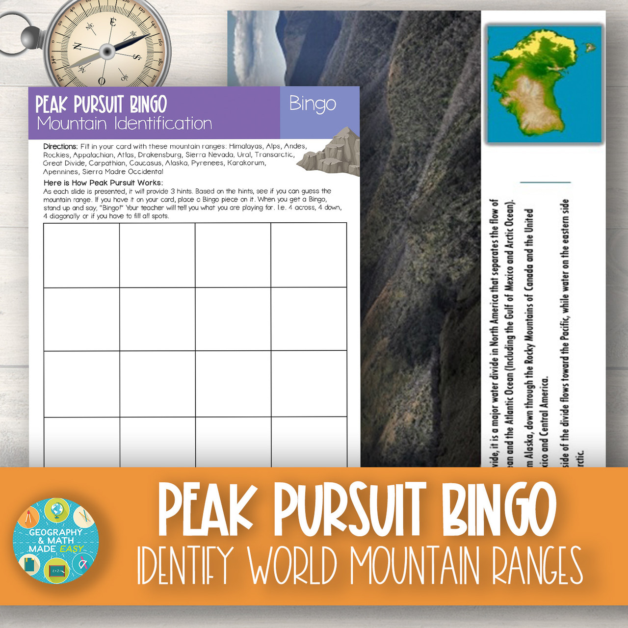 Geography, Peak Pursuit World Mountain Ranges Identification Game ...