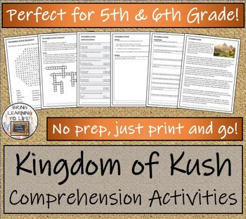 Kingdom of Kush Close Reading Comprehension Activities | 5th Grade ...