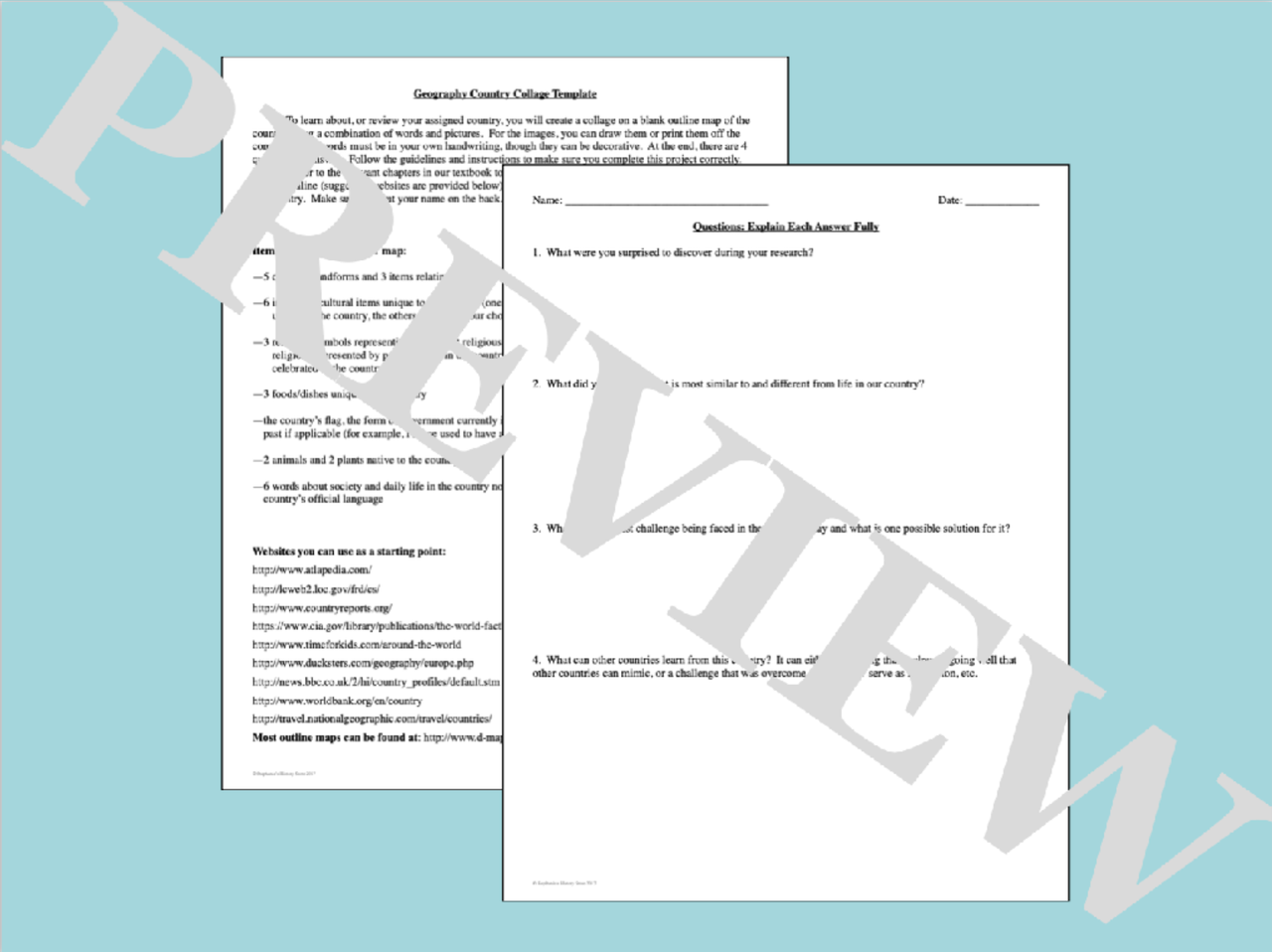 Country Collage Geography Activity