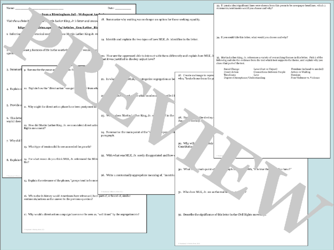 Letter From a Birmingham Jail Webquest Analysis Activity
