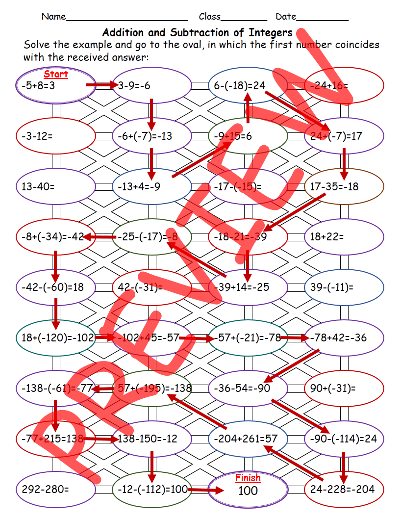 Adding and Subtracting Integers Maze - Amped Up Learning