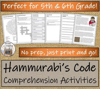 Code of Hammurabi Close Reading Comprehension Activities | 5th Grade ...