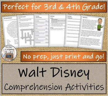 Walt Disney Close Reading & Biography Bundle | 3rd Grade & 4th Grade