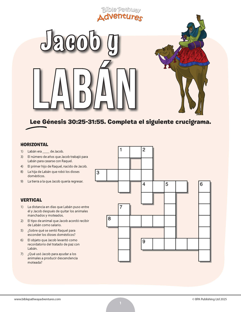 Crucigrama de Jacob y Labán