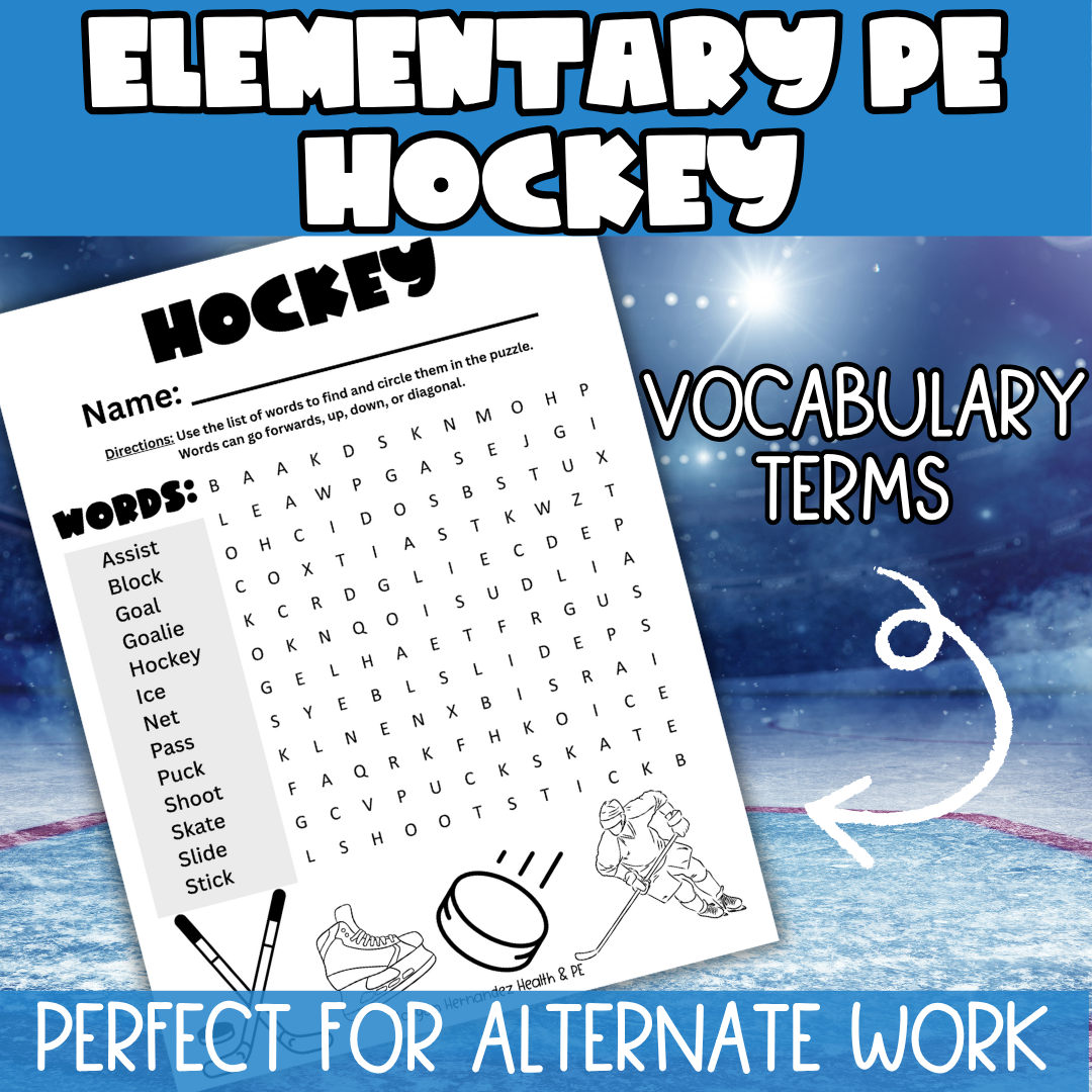 Elementary PE Hockey Wordsearch