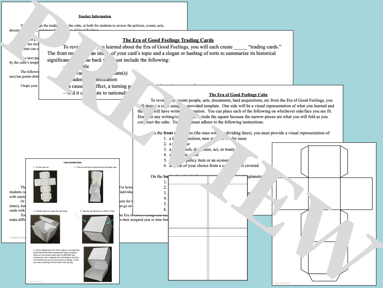 The Era of Good Feelings Activity Review Projects