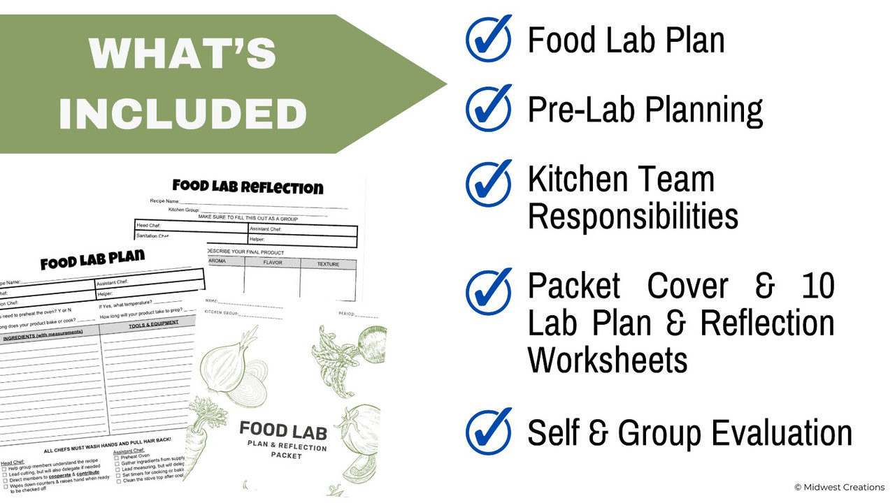 Food Lab Plan & Reflection Worksheet | Culinary & Kitchen Organization ...