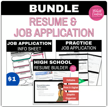 Job Application & Resume Practice Bundle | Career Readiness for High School