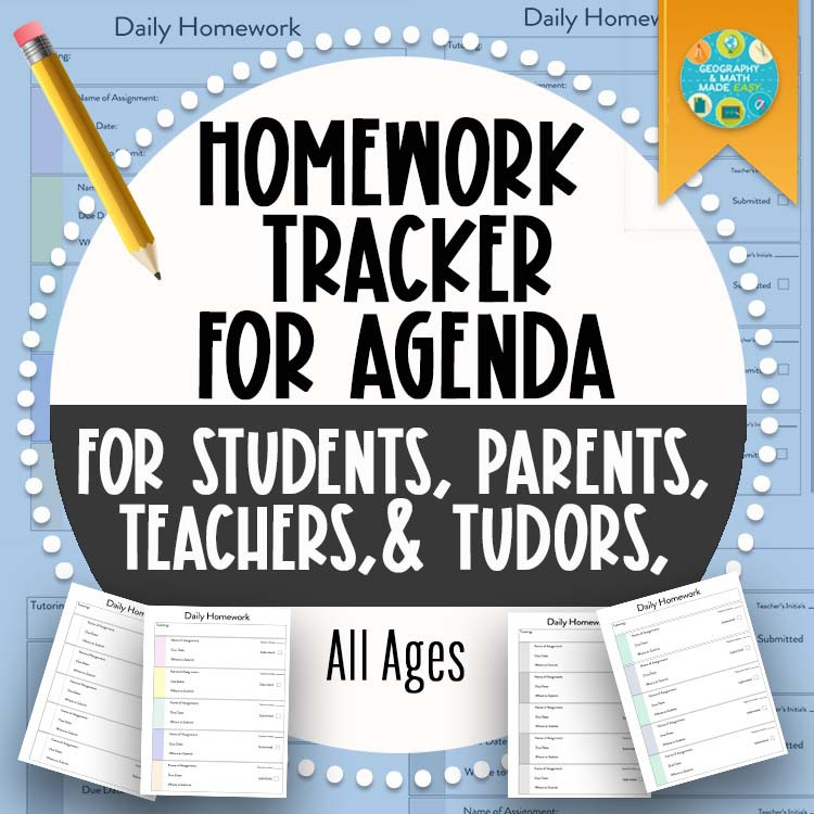 Weekly Homework Agenda Tracker For Students, Parents, Teachers, Tutors