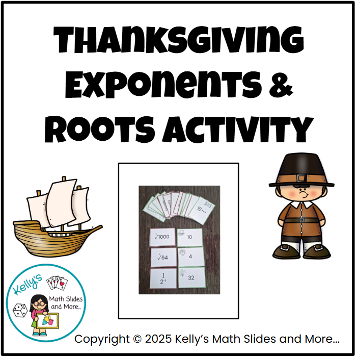 Thanksgiving 8th Grade Exponents and Roots Card Matching Game - Amped ...