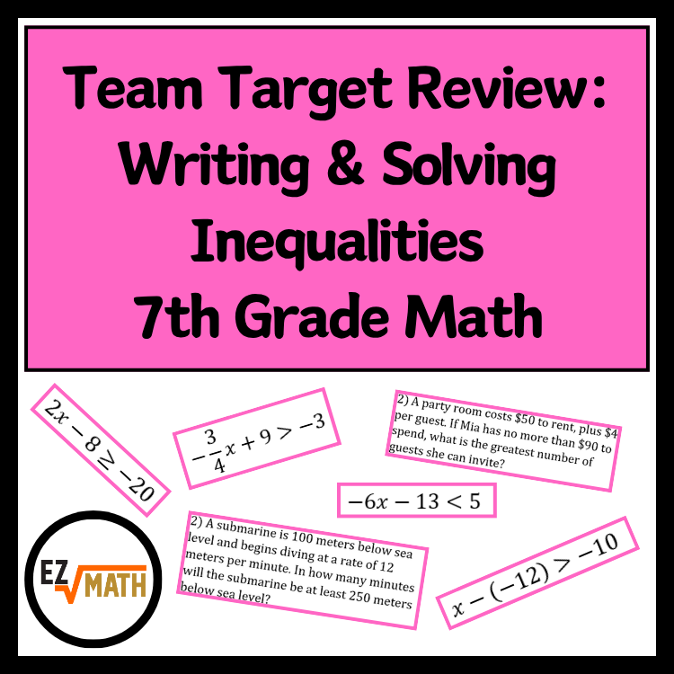 Writing & Solving Inequalities Group Review Activity | Grade 7 Math