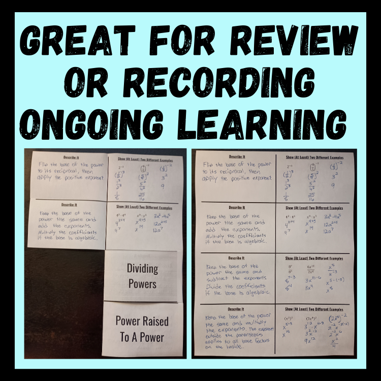 Properties of Exponents Foldable | 8th Grade Math - Amped Up Learning