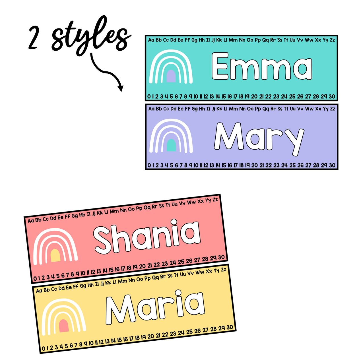Rainbow Student Desk Plates, Rainbow Name Posters, Editable Classroom ...