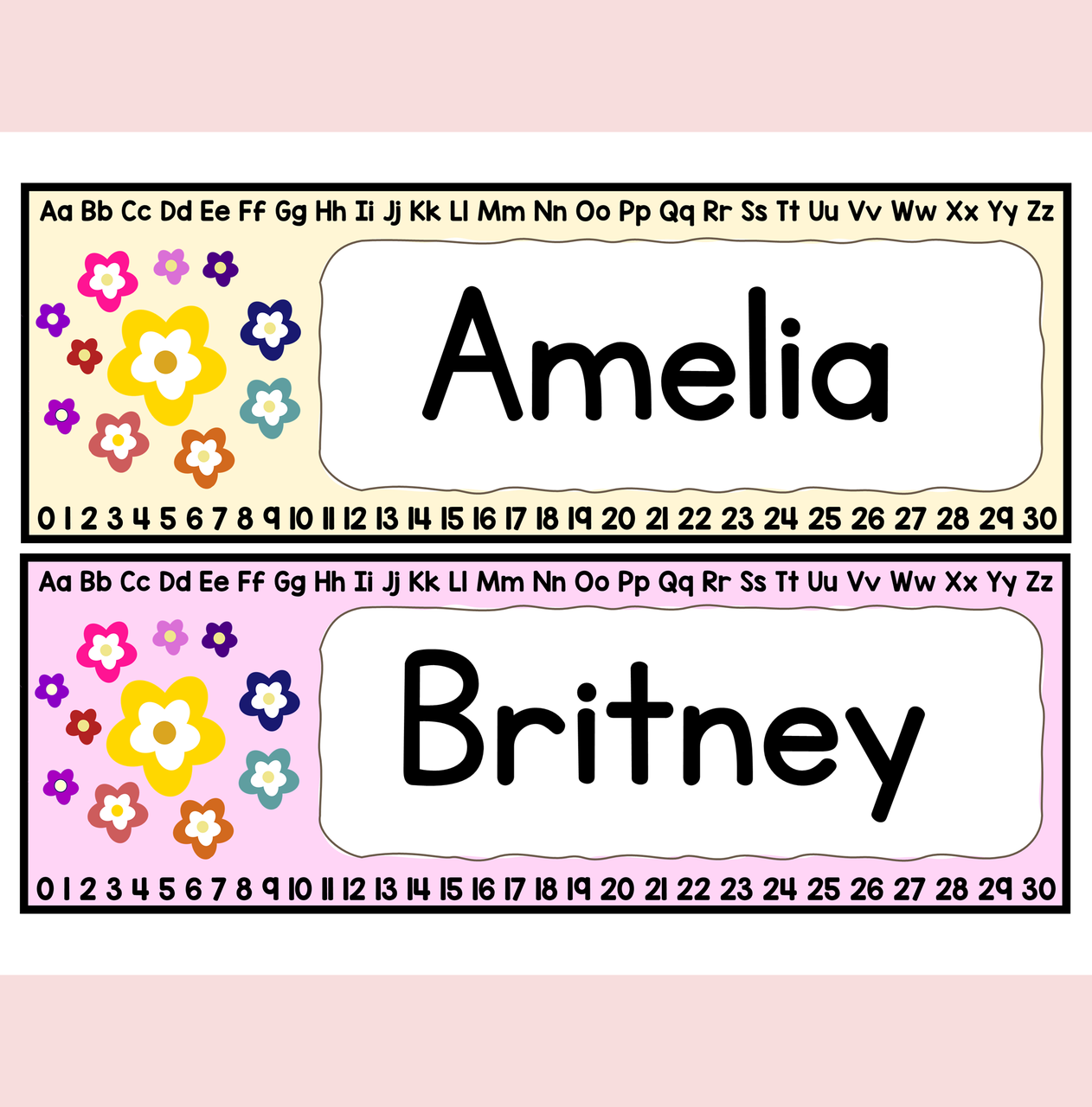 Printable Flowers Student Desk Plates, Editable Classroom Labels, Name ...