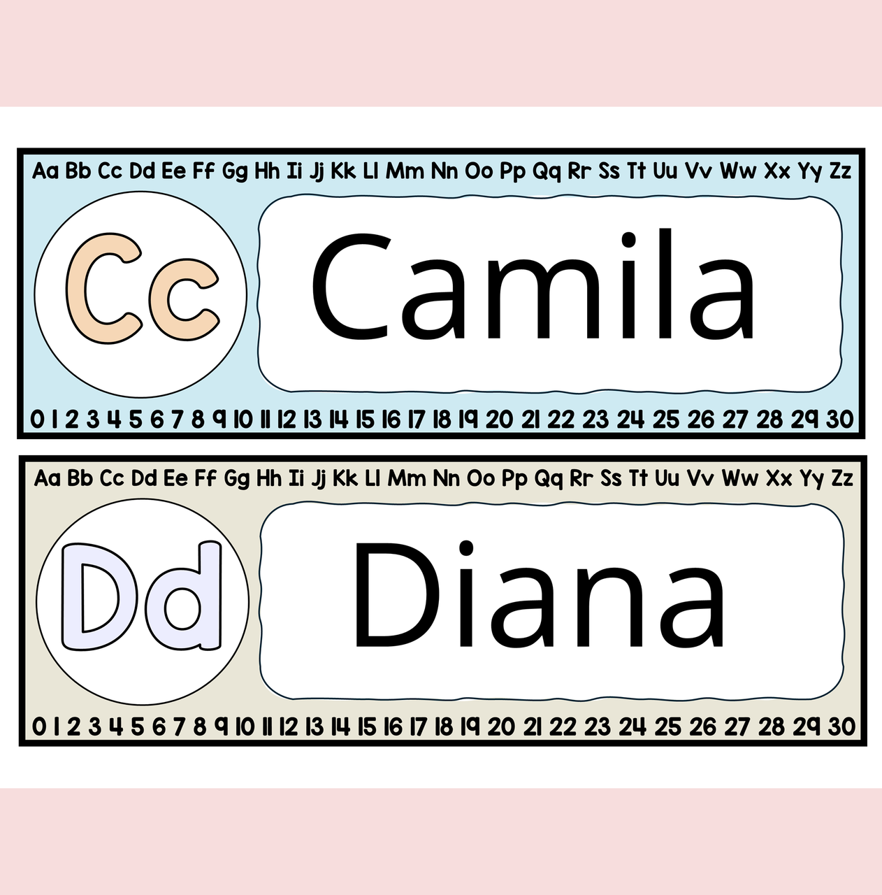 Printable Alphabets Student Desk Plates for Kindergarten, Grade 1 Desk ...