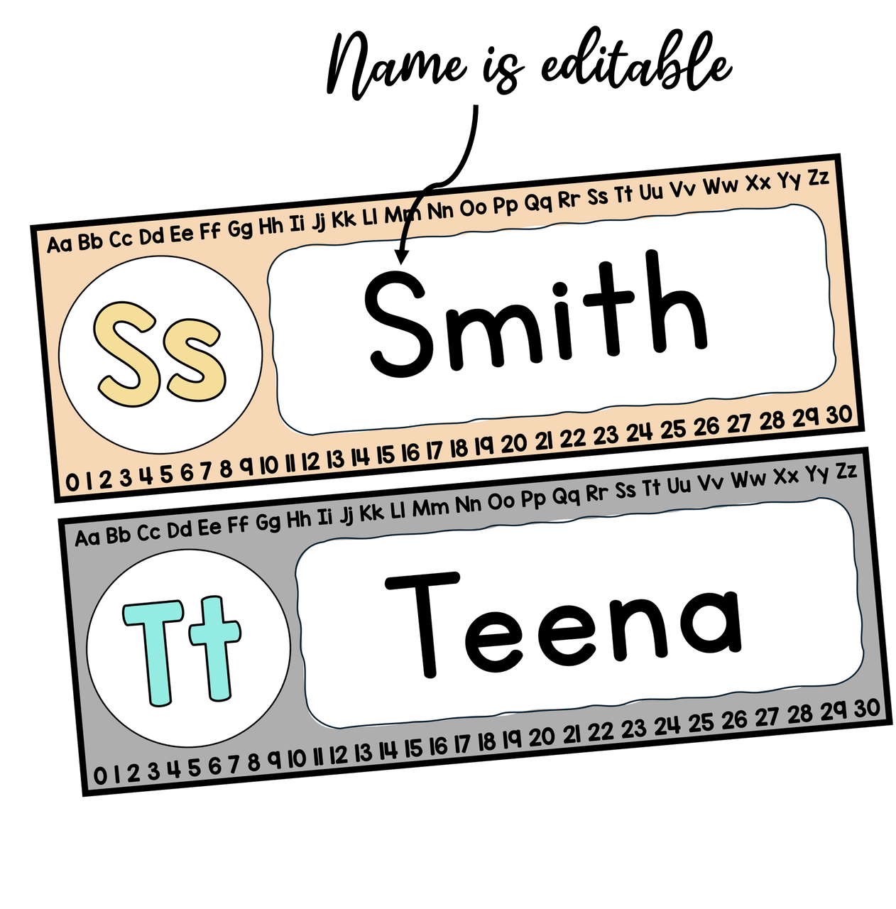 Printable Alphabets Student Desk Plates for Kindergarten, Grade 1 Desk ...
