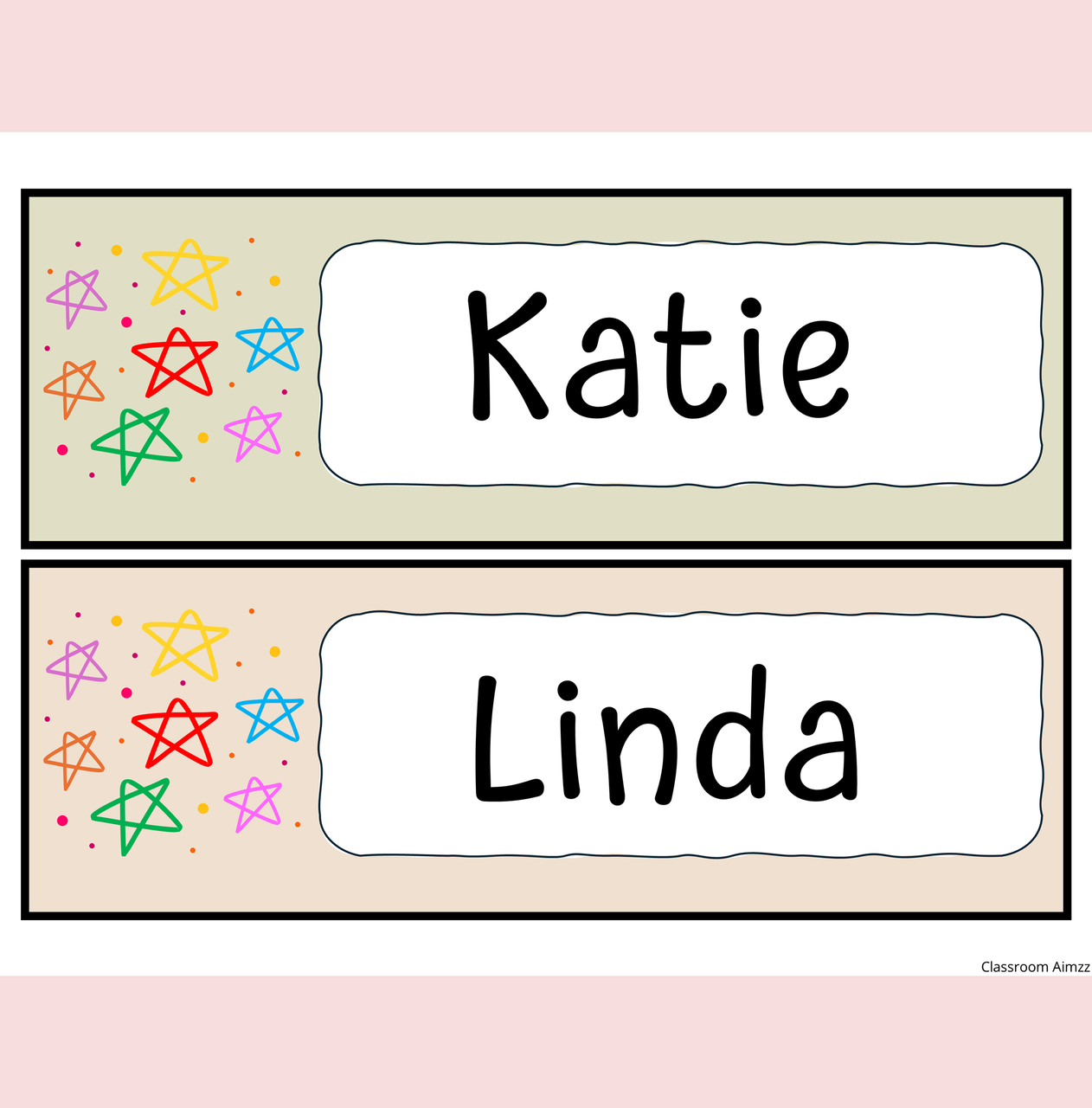 Printable Black and Bright Student Desk Plates, Editable Student Desk ...