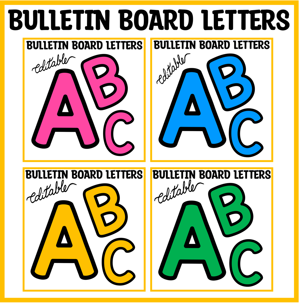 Printable Bulletin Board Letters Bundle Pack, Editable Large Alphabet ...
