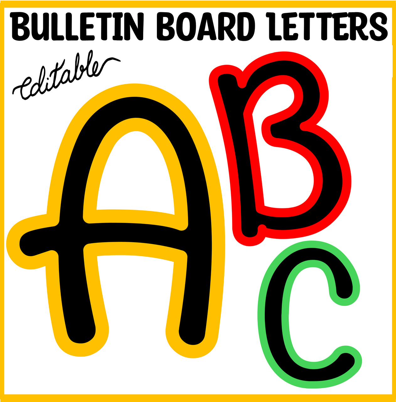 Printable Black and Bright Bulletin Board Large Alphabet Letters, Large ...