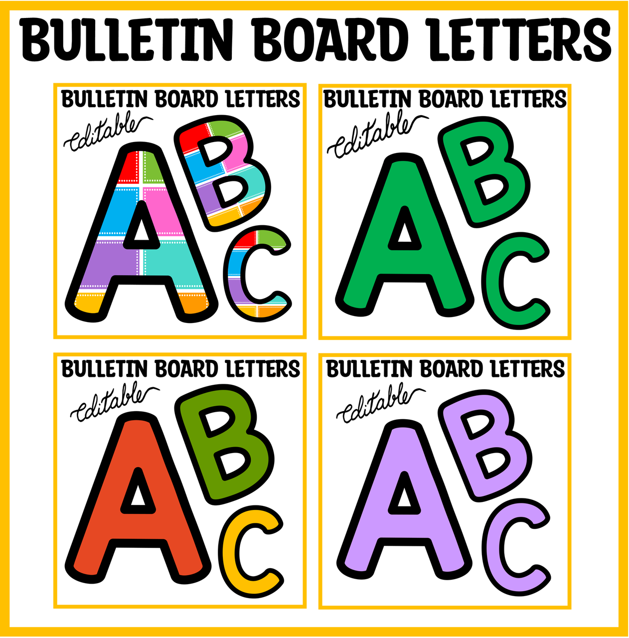 Printable Bulletin Board Letters Bundle Pack, Vibrant Large Alphabet ...