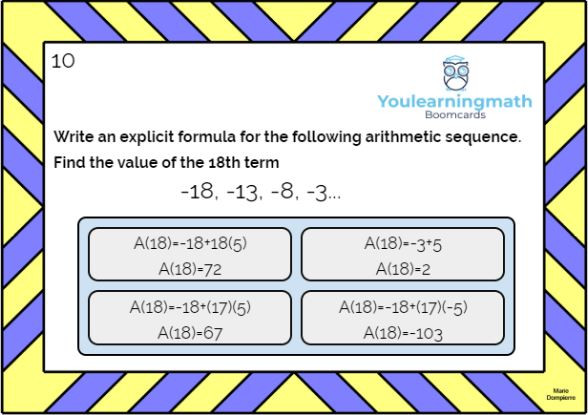 arithmetic sequence formula explicit and recursive