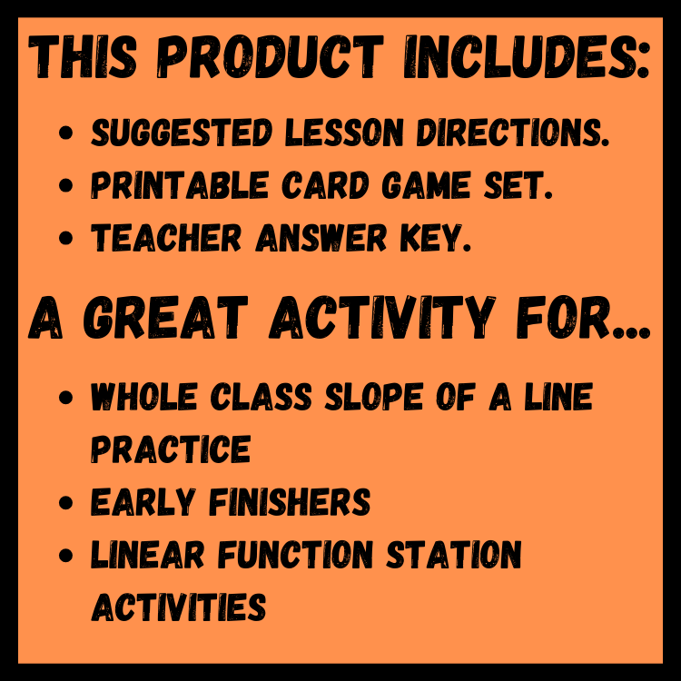 Slope of a Line Card Match Game | 8th Grade Math Activity - Amped Up ...