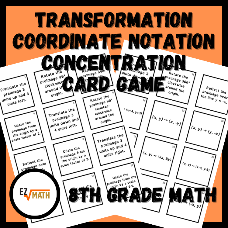 Transformation Coordinate Notation Card Match Game | 8th Grade Geometry ...