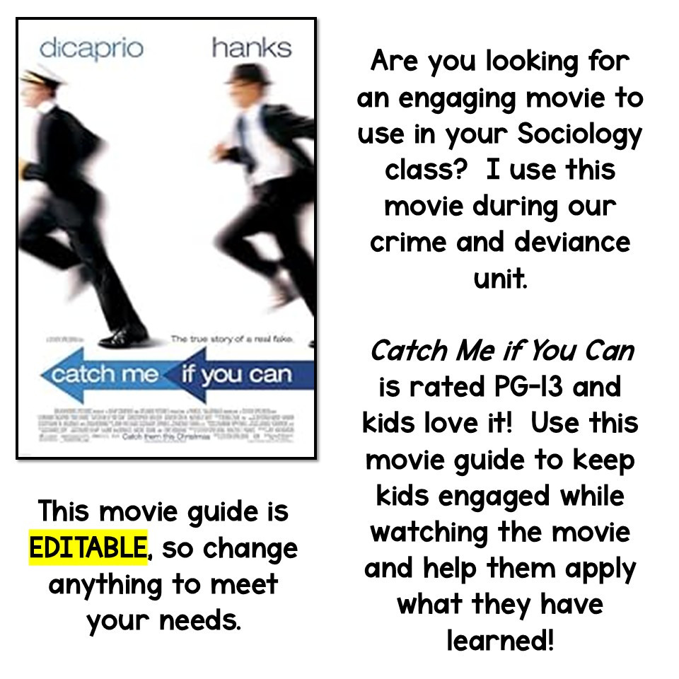 Sociology Catch Me If You Can Movie Viewing Guide Crime and Deviance No ...