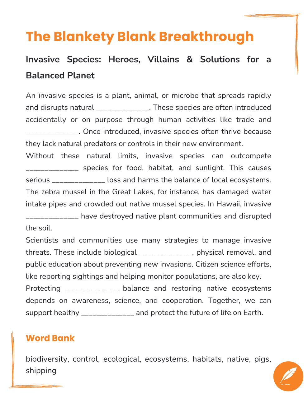 Invasive & Keystone Species Digital Escape Room | Ecology & Biology