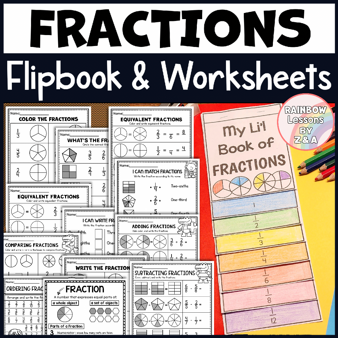 Fraction Flip Book | Fractions Worksheet | Fraction Anchor Chart | 3rd ...