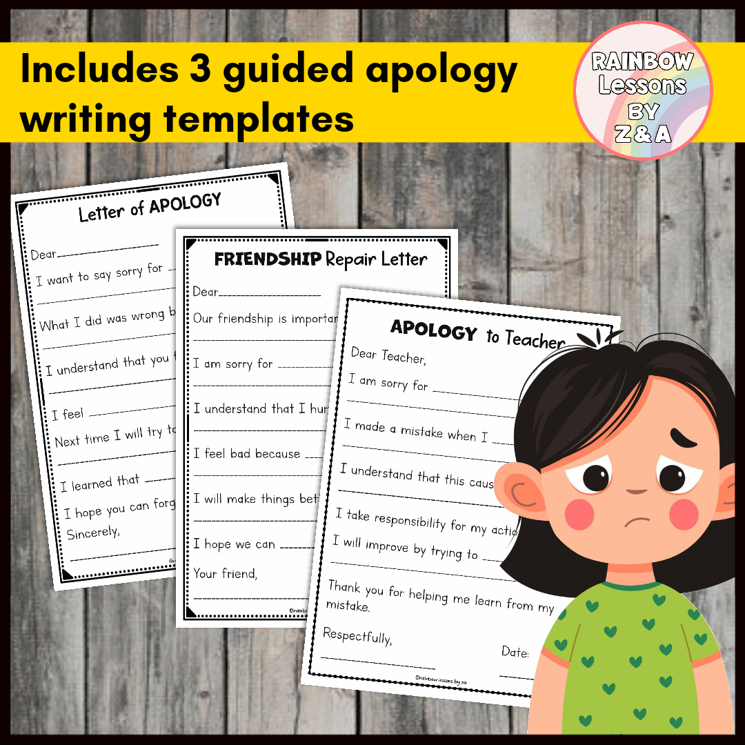 Apology Letter Template | Student Apology Letter Writing Template | SEL ...